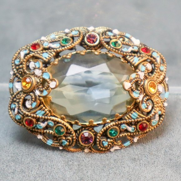 West Germany | Jewelry | Vintage West Germany Brooch Givre Glass Enamel ...